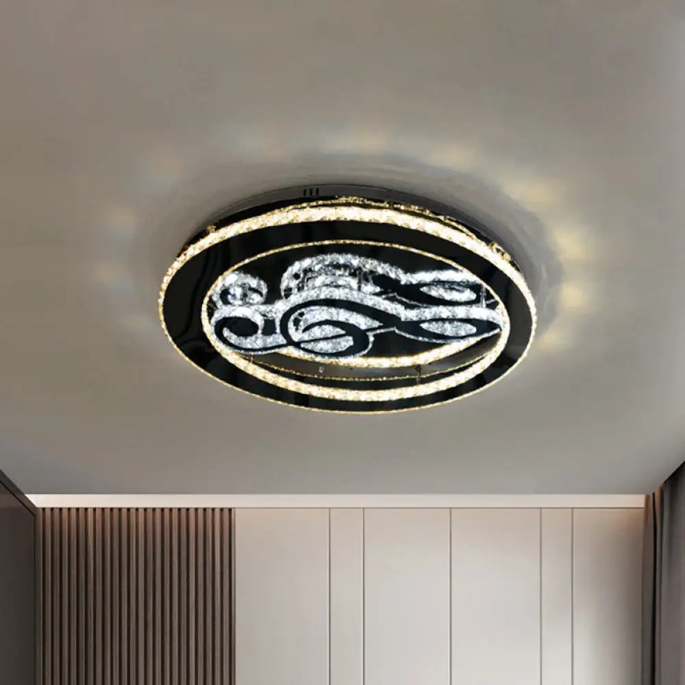 Minimal LED Chrome Ceiling Light with Music Note Crystal Flushmount ...