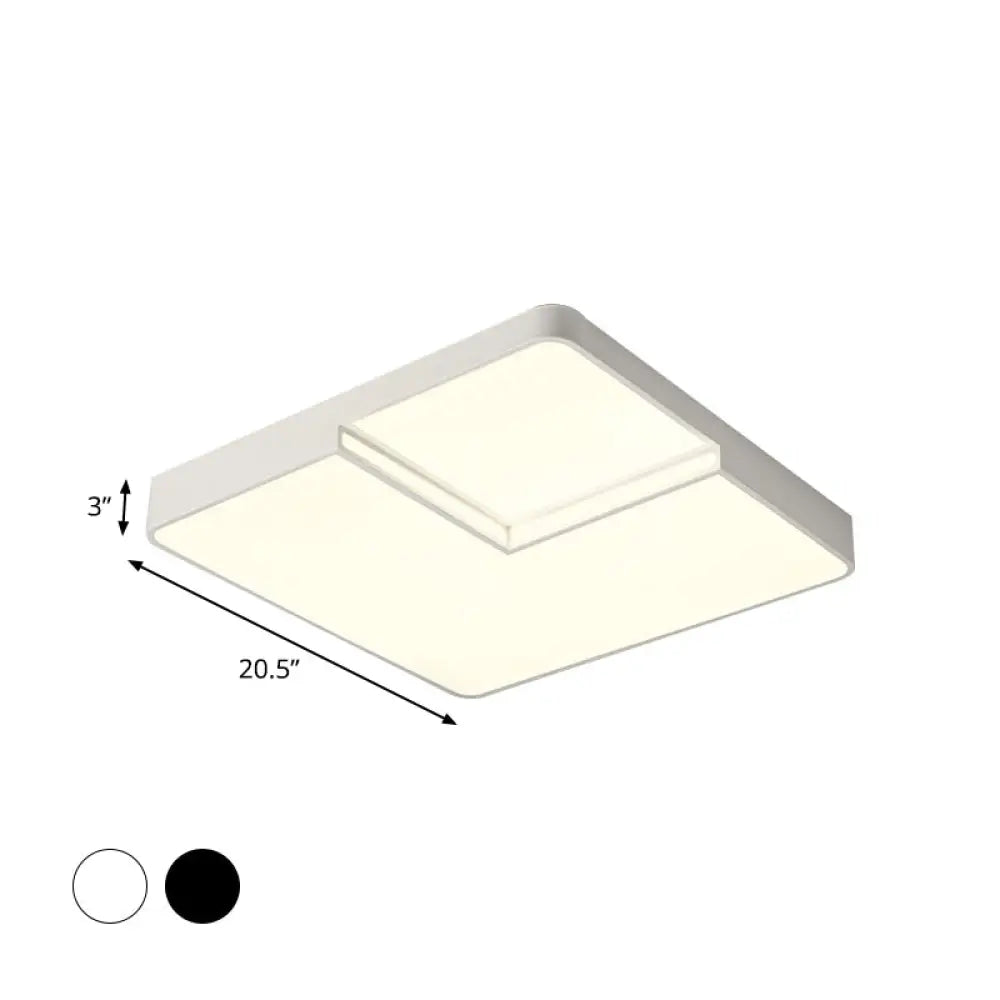 Modern LED Square Flush Mount Ceiling Light Fixture - White/Black ...