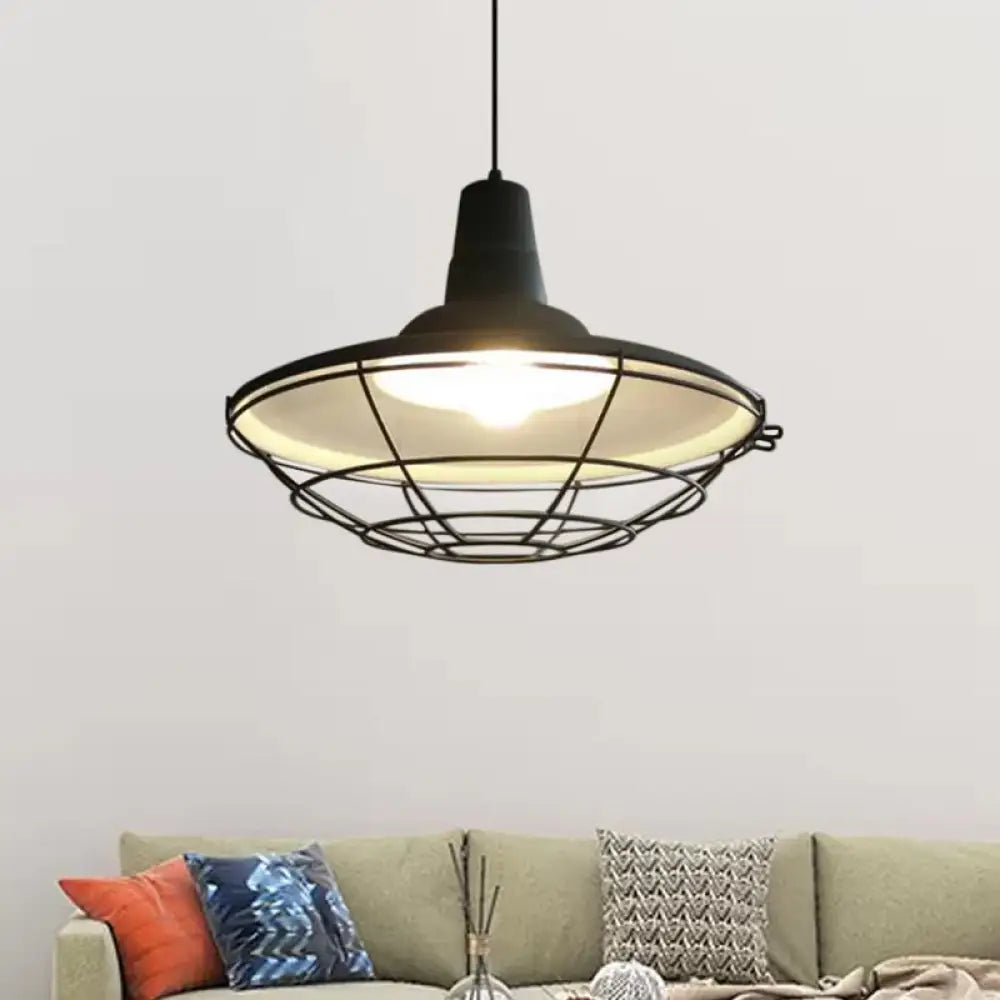 Vintage Metal Pendant Light - Stylish Wire Frame Ceiling Lamp ...